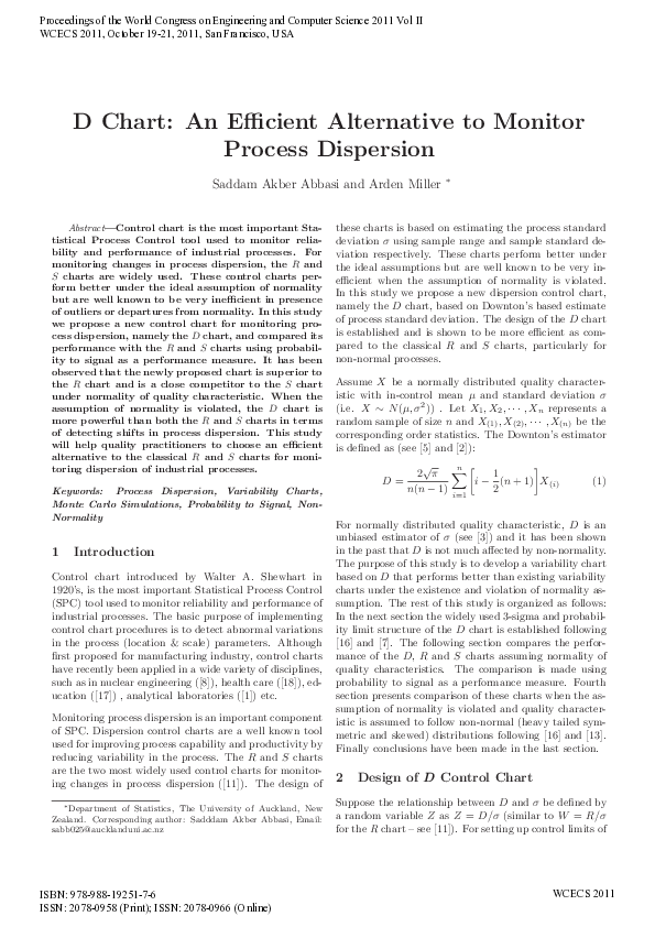 (PDF) D Chart: An Efficient Alternative to Monitor Process Dispersion