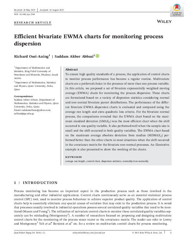 (PDF) Efficient bivariate EWMA charts for monitoring process dispersion