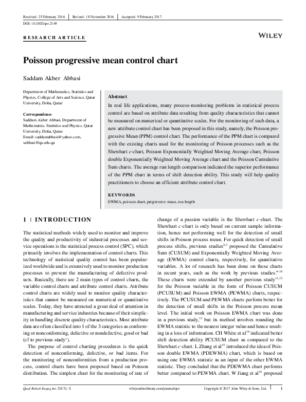 (PDF) Poisson progressive mean control chart