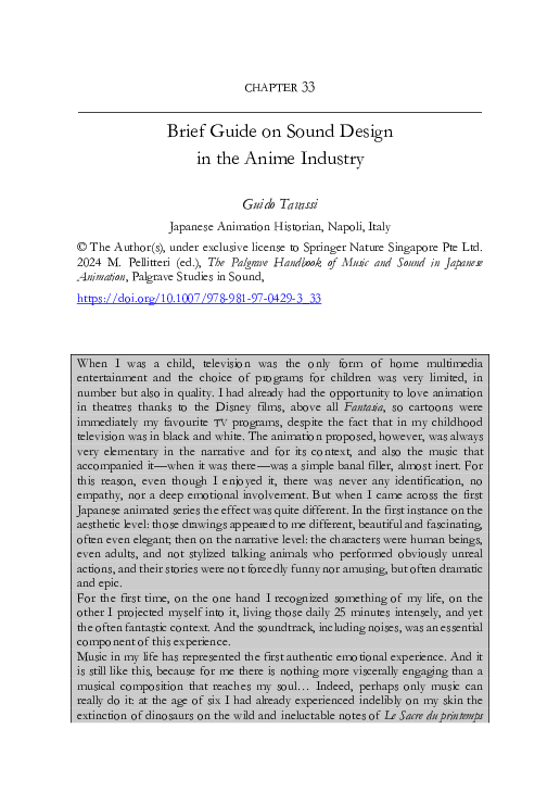 (PDF) Brief Guide on Sound Design in the Anime Industry - Excerpt