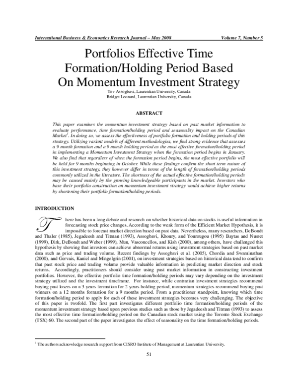 (PDF) Portfolios Effective Time Formation/Holding Period Based On ...