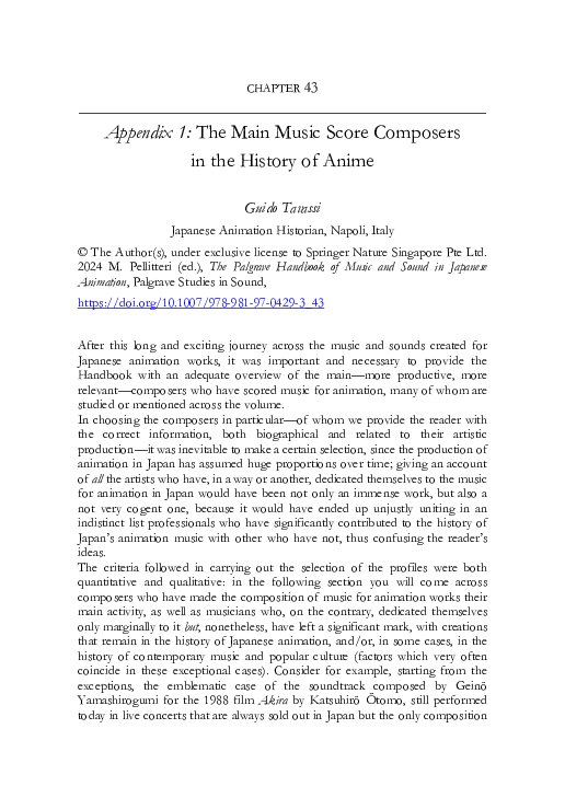 (PDF) The Main Music Score Composers in the History of Anime - Excerpt