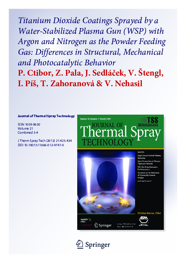 (PDF) Titanium Dioxide Coatings Sprayed by a Water-Stabilized Plasma ...