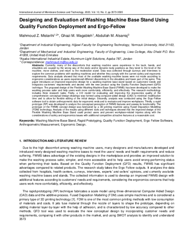 (PDF) Designing and Evaluation of Washing Machine Base Stand Using ...