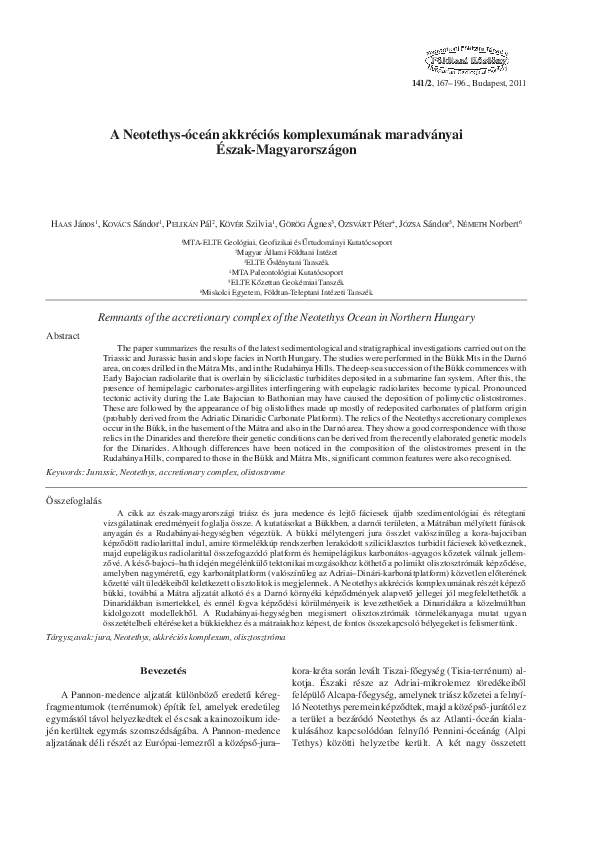 (PDF) A Neotethys-óceán akkréciós komplexumának maradványai Észak ...