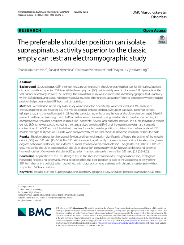 (PDF) The preferable shoulder position can isolate supraspinatus ...