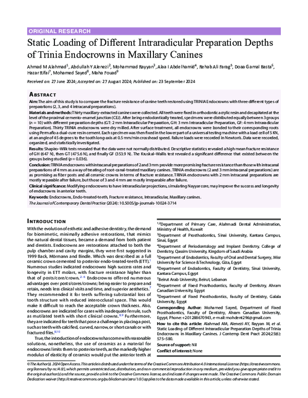 (PDF) Static Loading of Different Intraradicular Preparation Depths of ...