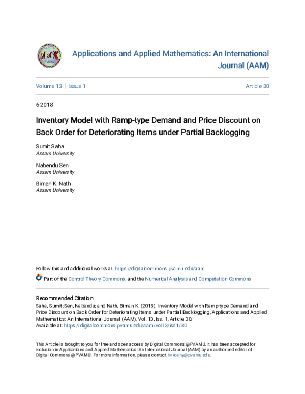(PDF) Inventory Model with Ramp-type Demand and Price Discount on Back ...
