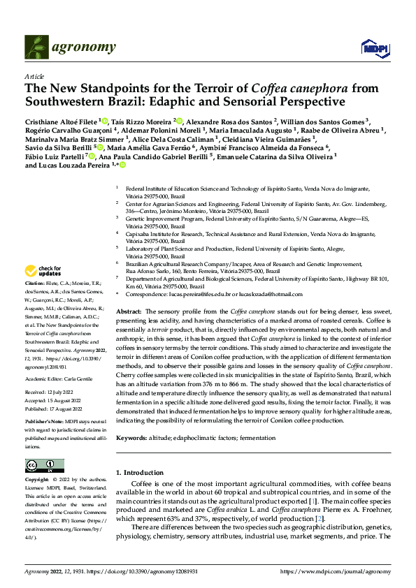 (PDF) The New Standpoints for the Terroir of Coffea canephora from ...