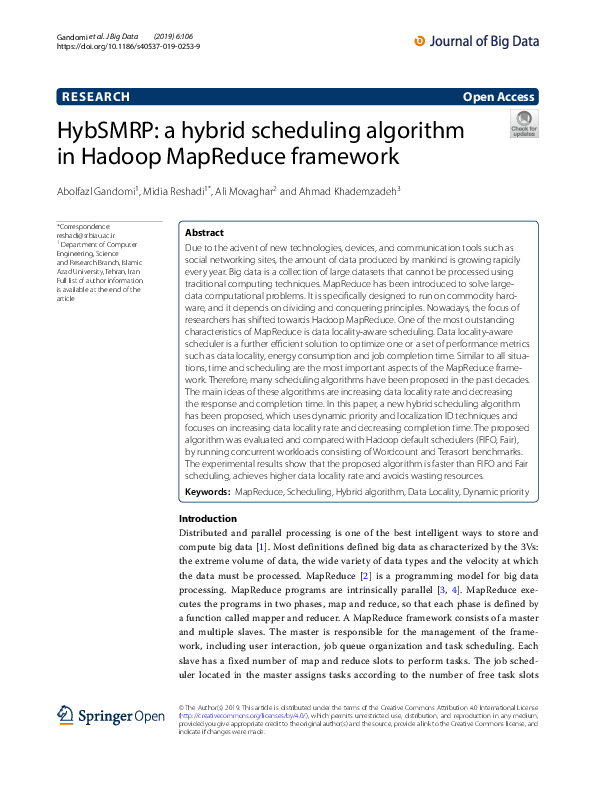 (PDF) HybSMRP: a hybrid scheduling algorithm in Hadoop MapReduce framework