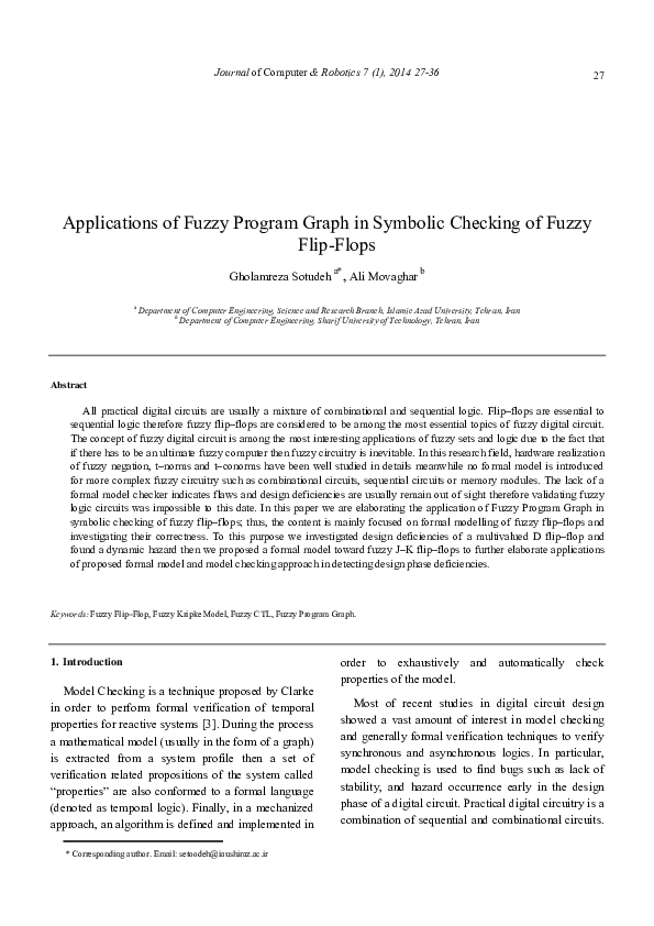 (PDF) Applications of Fuzzy Program Graph in Symbolic Checking of Fuzzy Flip-Flops