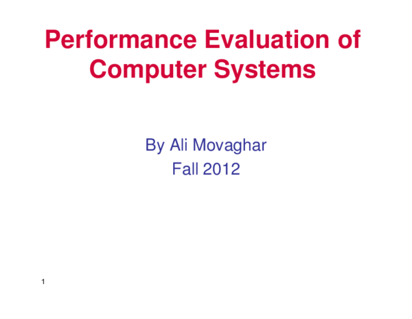 (PDF) Performance Evaluation of Computer Systems