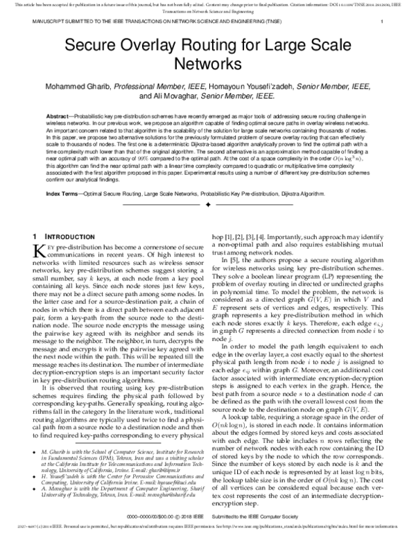(PDF) Secure Overlay Routing for Large Scale Networks