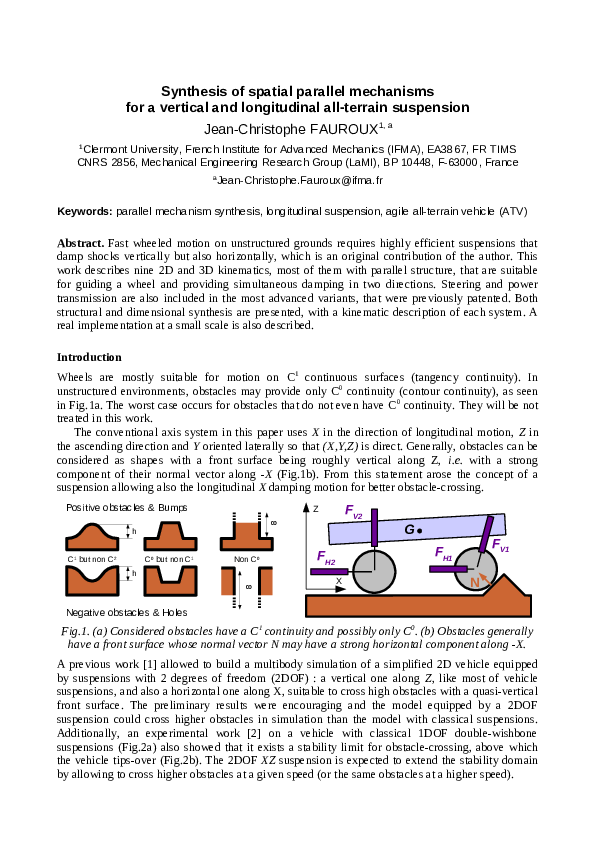 (PDF) Synthesis of Spatial Parallel Mechanisms for a Vertical and ...