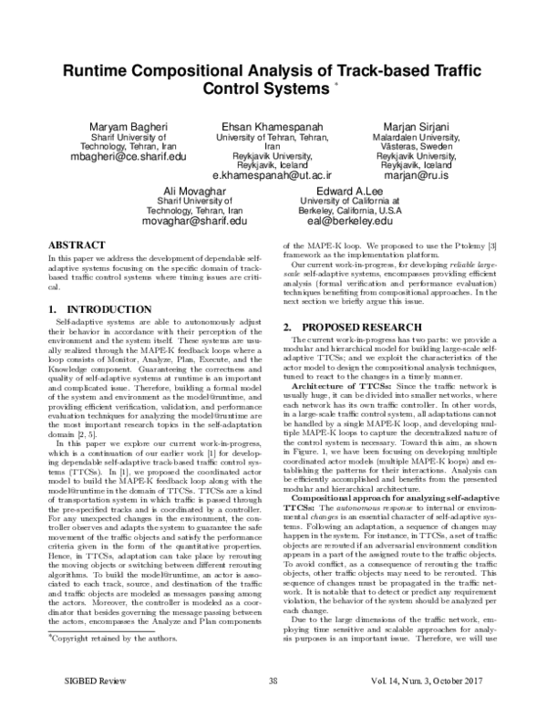 (PDF) Runtime compositional analysis of track-based traffic control systems