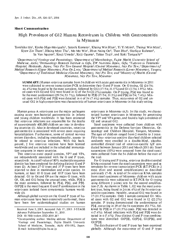 (PDF) High prevalence of G12 human rotaviruses in children with ...