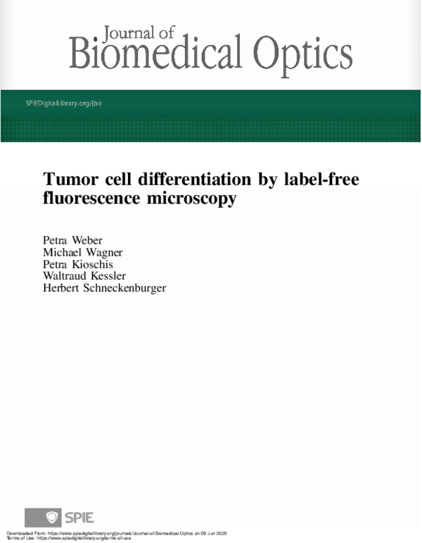 (PDF) Tumor cell differentiation by label-free fluorescence microscopy