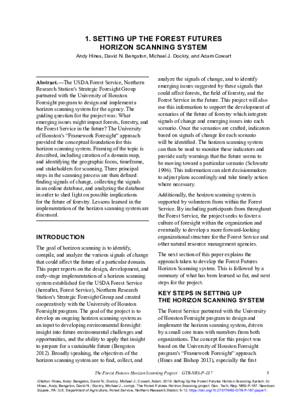 (PDF) Setting Up the Forest Futures Horizon Scanning System | David ...