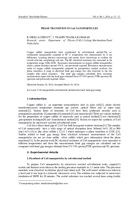 (PDF) Phase transitions in CuS–Ag2S nanoparticle system