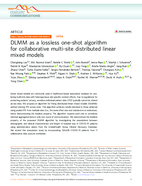 (PDF) DLMM as a lossless one-shot algorithm for collaborative multi ...