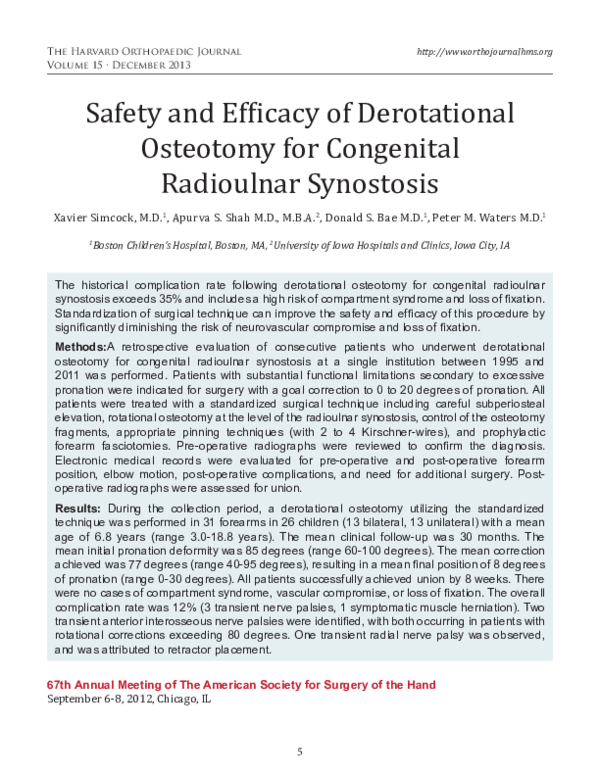 (PDF) Safety and Efficacy of Derotational Osteotomy for Congenital ...