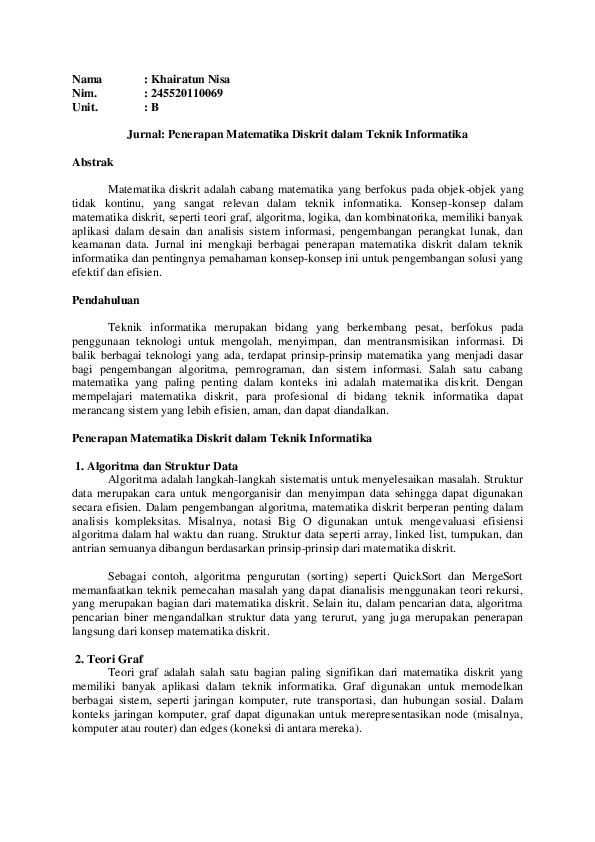 (PDF) Jurnal Penerapan Matematika Diskrit dalam Teknik Informatika