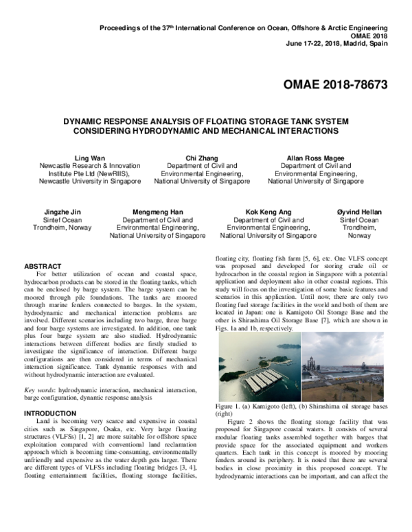 (PDF) Dynamic Response Analysis of Floating Storage Tank System Considering Hydrodynamic and ...