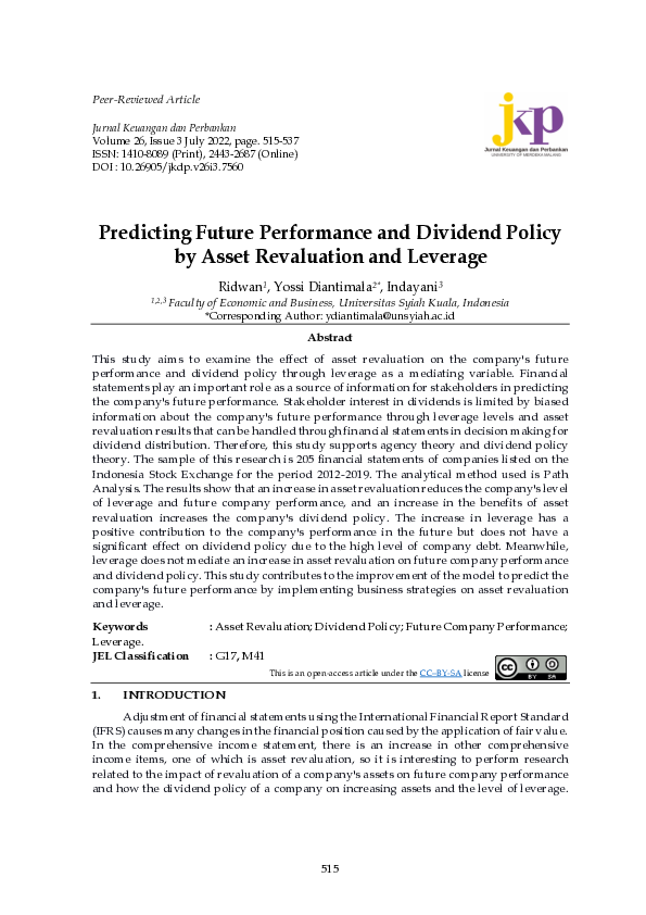 (PDF) Predicting future performance and dividend policy by asset ...