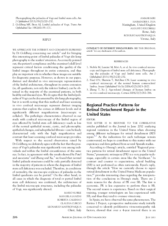 (PDF) Regional Practice Patterns for Retinal Detachment Repair in the ...