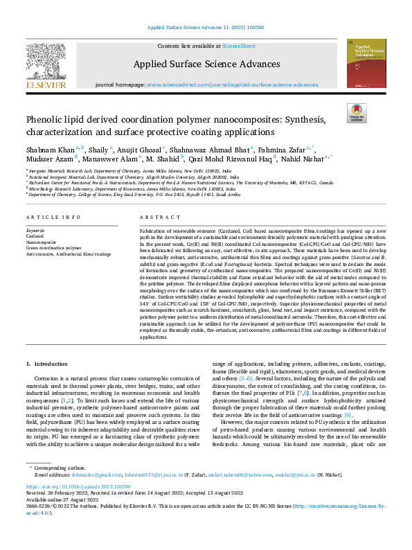 (PDF) Phenolic lipid derived coordination polymer nanocomposites ...