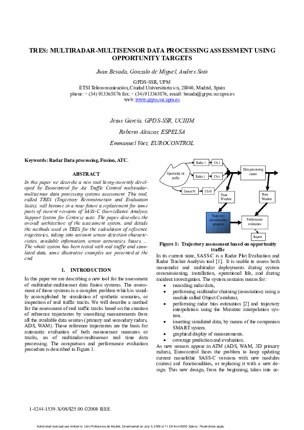 (PDF) TRES: Multiradar-multisensor data processing assessment using opportunity targets ...