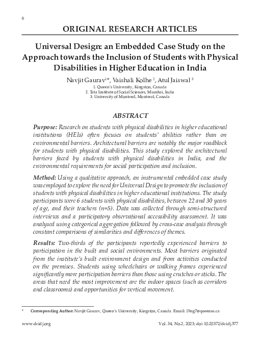 (PDF) Universal Design: an Embedded Case Study on the Approach towards ...
