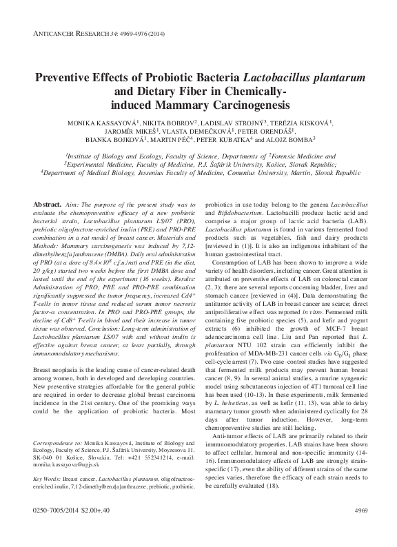 (PDF) Preventive effects of probiotic bacteria Lactobacillus plantarum and dietary fiber in ...