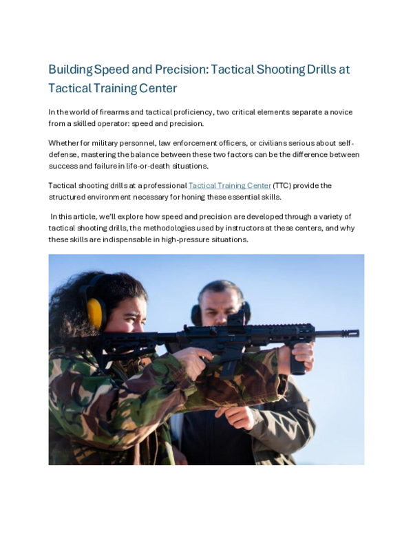 (PDF) Tactical Shooting Drills at Tactical Training Center