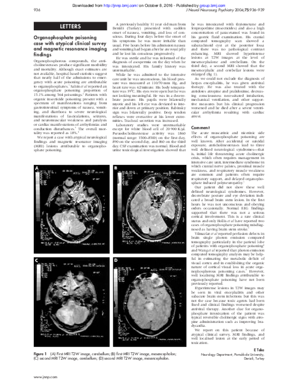 (PDF) Organophosphate poisoning case with atypical clinical survey and magnetic resonance ...