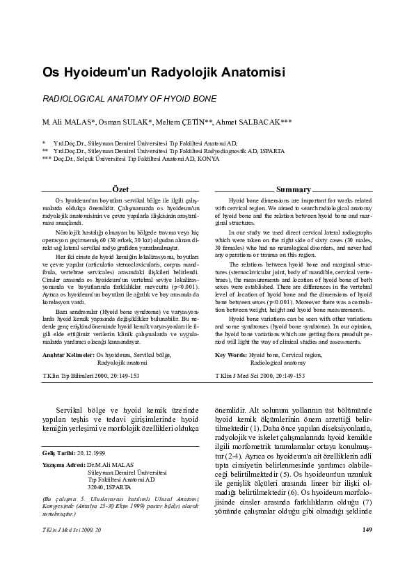 (PDF) Os Hyoideum'un Radyolojik Anatomisi RADIOLOGICAL ANATOMY OF HYOID ...