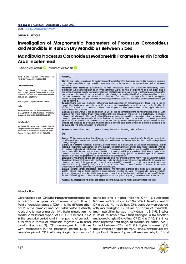 (PDF) Mandibula processus coronoideus morfometrik parametrelerinin ...