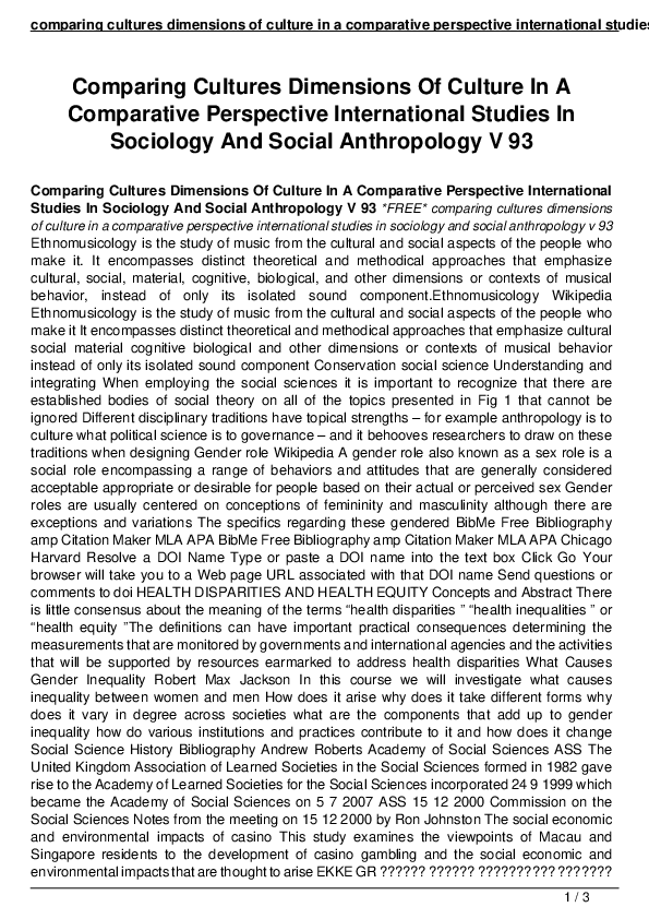 (PDF) Comparing Cultures: Dimensions of Culture in a Comparative ...