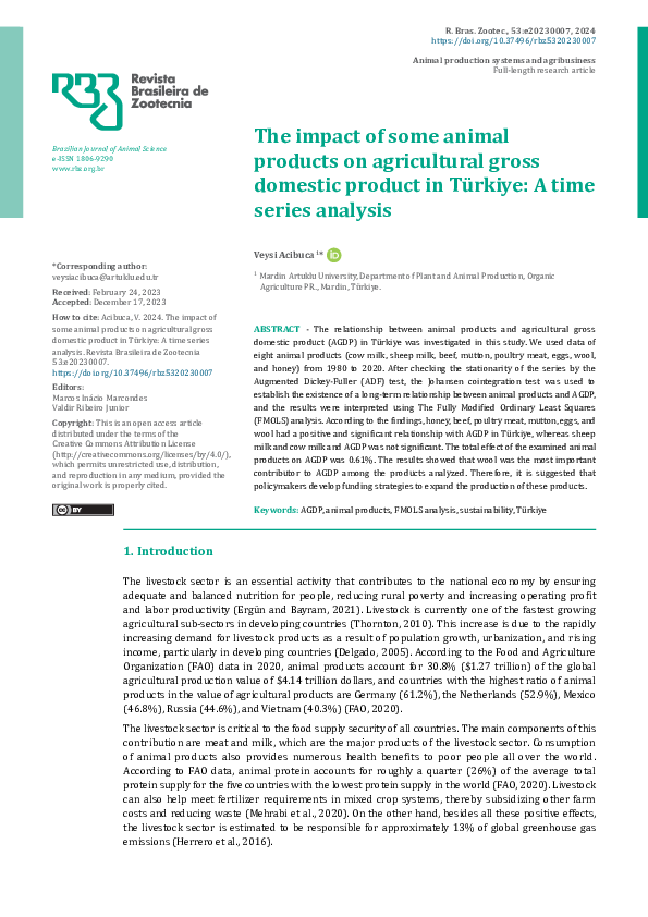 (PDF) The impact of some animal products on agricultural gross domestic ...