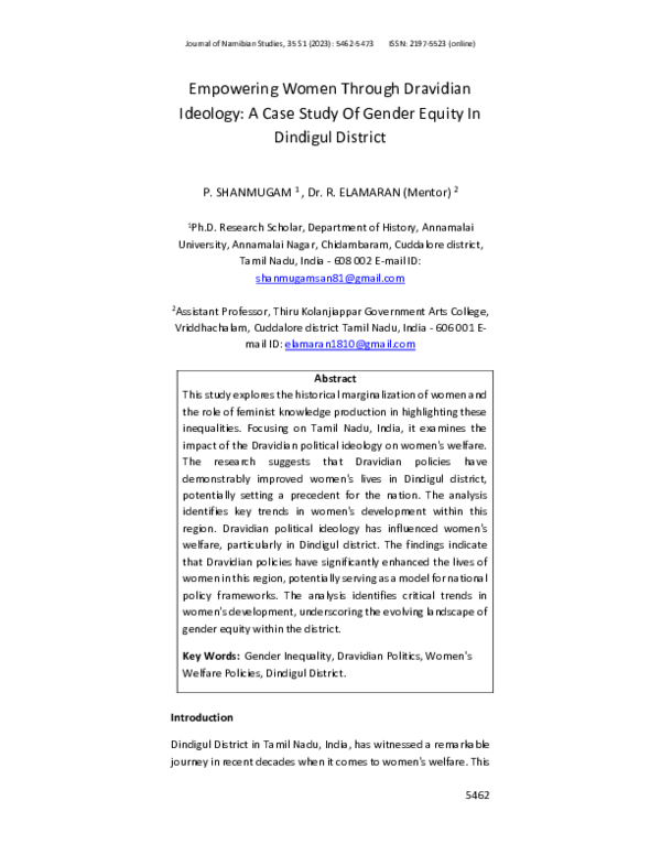 (PDF) Empowering Women Through Dravidian Ideology: A Case Study Of ...