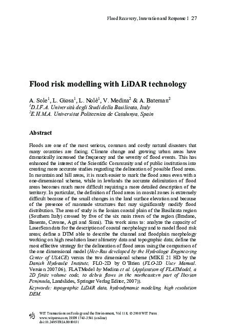 (PDF) Flood risk modelling with LiDAR technology