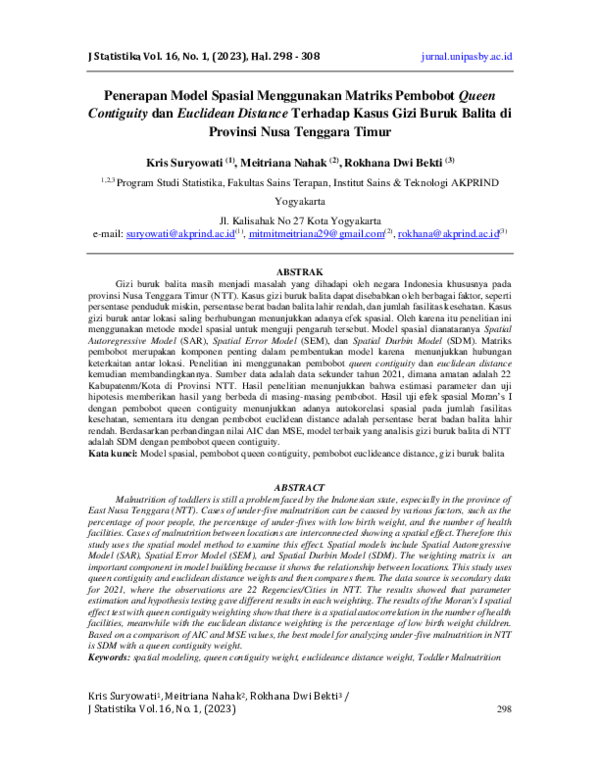 (PDF) Penerapan Model Spasial Menggunakan Matriks Pembobot Queen ...