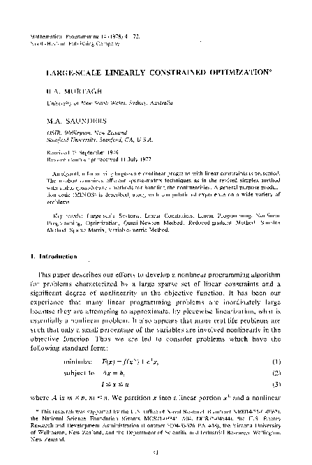(PDF) Large-scale linearly constrained optimization