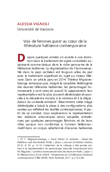 (PDF) Voix de femmes queer au coeur de la littérature haïtienne ...