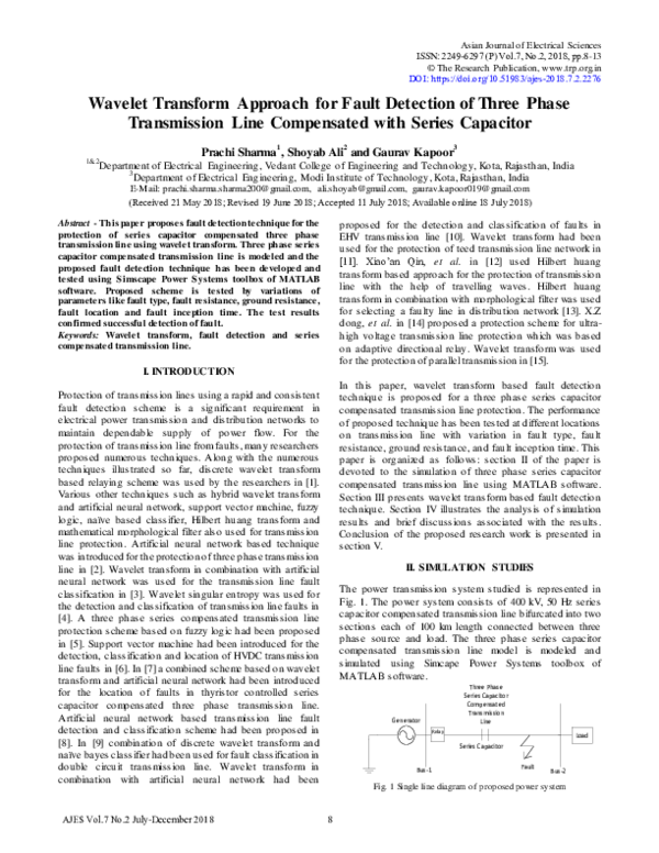 (PDF) Wavelet Transform Approach for Fault Detection of Three Phase Transmission Line ...