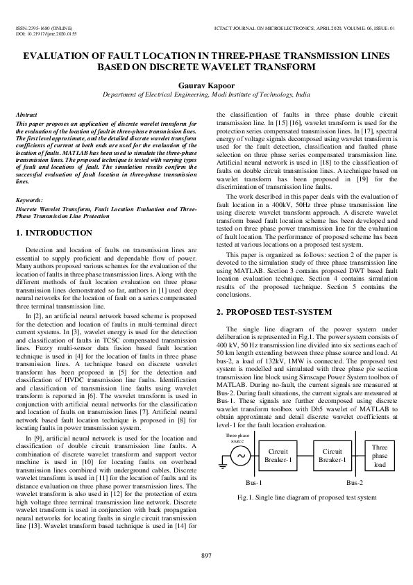 (PDF) Evaluation of Fault Location in Three-Phase Transmission Lines Based on Discrete Wavelet ...