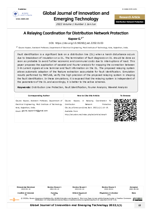 (PDF) A Relaying Coordination for Distribution Network Protection