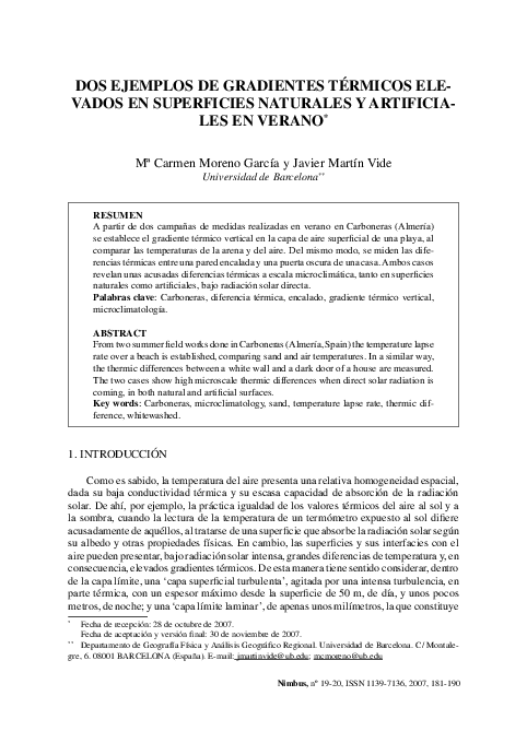(PDF) Dos ejemplos de gradientes térmicos elevados en superficies ...