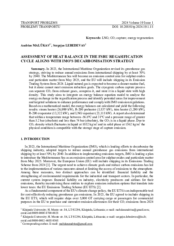 (PDF) Assessment of Heat Balance in the Fsru Regasification Cycle ...