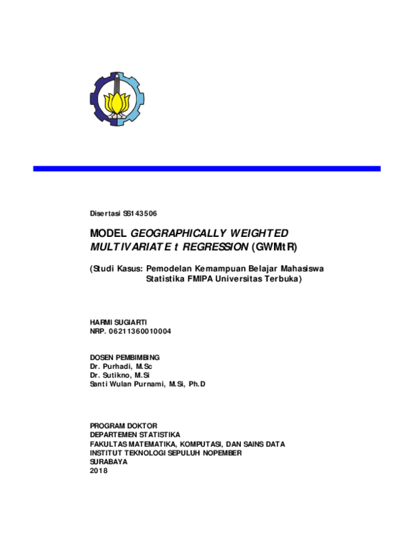 (PDF) Model Geographically Weighted Multivariate t Regression GWMtR)(Studi Kasus: Pemodelan ...
